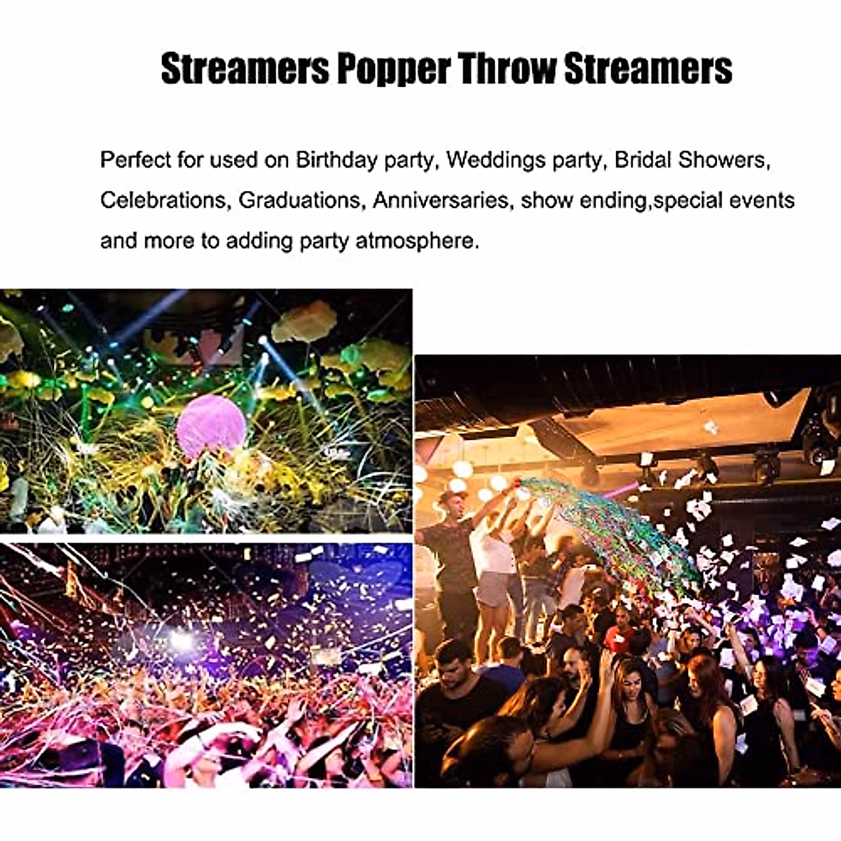 10Pcs Colorful Hand Throw Streamers Party Streamers Poppers No Mess Confetti Crackers Poppers for Birthday Wedding Party New Years Shows Celebrations Festival