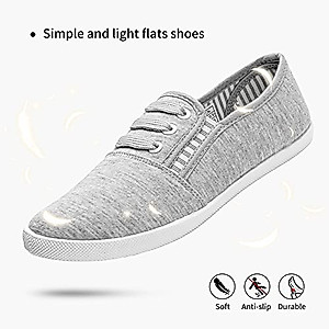 Women's Canvas Slip on Sneakers Casual Slip on Walking Shoes Womens Tennis Shoes Flat Dress Shoes Non Slip Work Shoes(Grey.us7)