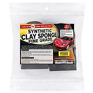 2 Pack - Fine Grade Synthetic Clay Bar Sponge for Car Detailing - Size Large - Lasts 3X Longer Than Traditional Clay Blocks - The Ideal Clay Block Alternative to Speed Through Clay Detailing Like Ma
