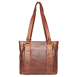 Lady Conceal Concealed Carry Peyton Leather Tote (Cognac)