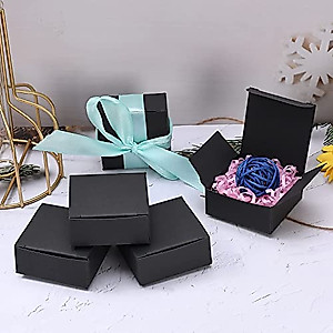 NIGNYA Black Favor Boxes, Tiny Gift Boxes for Presents, Small Kraft Gift Box 2.16x2.16x0.98 inch, 50 Pack Black Box with Lid for Favors, Ornaments, Candy, Tiny Items, Small Business