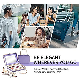 Color Nymph Beginner Makeup Kits For Teens With The Delicate Handbag Included Eyeshadow Palette Blushes Bronzer Highlighter Lipstick Brushes Mirror(Purple)