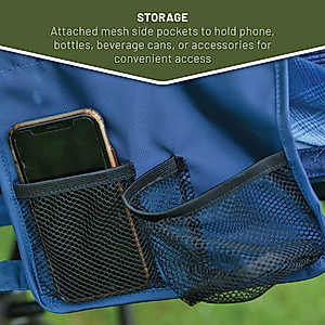 TIMBER RIDGE Outdoor Director's Mesh Side Pocket Hard Arm Folding Rocking Camping Chair, Supports 300 LBS, Blue