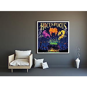 Halloween 5D Diamond Painting Kits for Adults Beginners, Round Full Drill Hocus Pocus Diamond Art Kit, DIY Witch Paint by Diamonds Dot Gem Art Kits,Home Wall Decor 13.7 X13.7inch