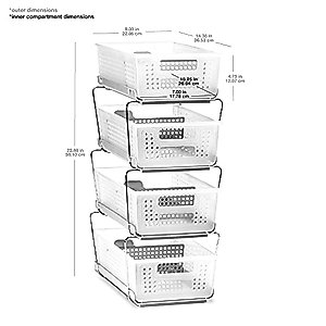 madesmart Stackable 2-Tier Organizer, Multi-Purpose Slide-Out Storage with Extra Set of Legs, Handles and Dividers for Home and Bath, BPA Free, Frost