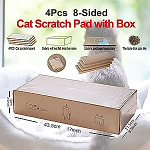 4 Packs in 1 Cat Scratch Pad with Box , Cat Scratcher Cardboard,Reversible,Durable Recyclable Cardboard, Suitable for Cats to Rest, Grind Claws and Play with Scratch Box