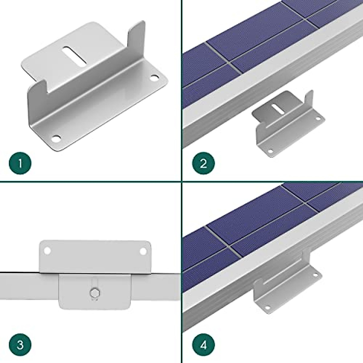 Houseables Solar Panel Mounting Brackets, Roof Panels Z Bracket, 2.5” x 1.5” x 3.9”, 4 Sets (16 Pc), Aluminum, Off Grid, Adjustable Mount Nuts & Bolts, Boat Accessories, Wind Generators, RVs, Trailers