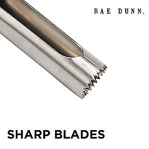 Rae Dunn Stainless Steel Corer - Easily Removes Cores and Pits from Apples, Pears, Peppers, Pineapples, and More, White