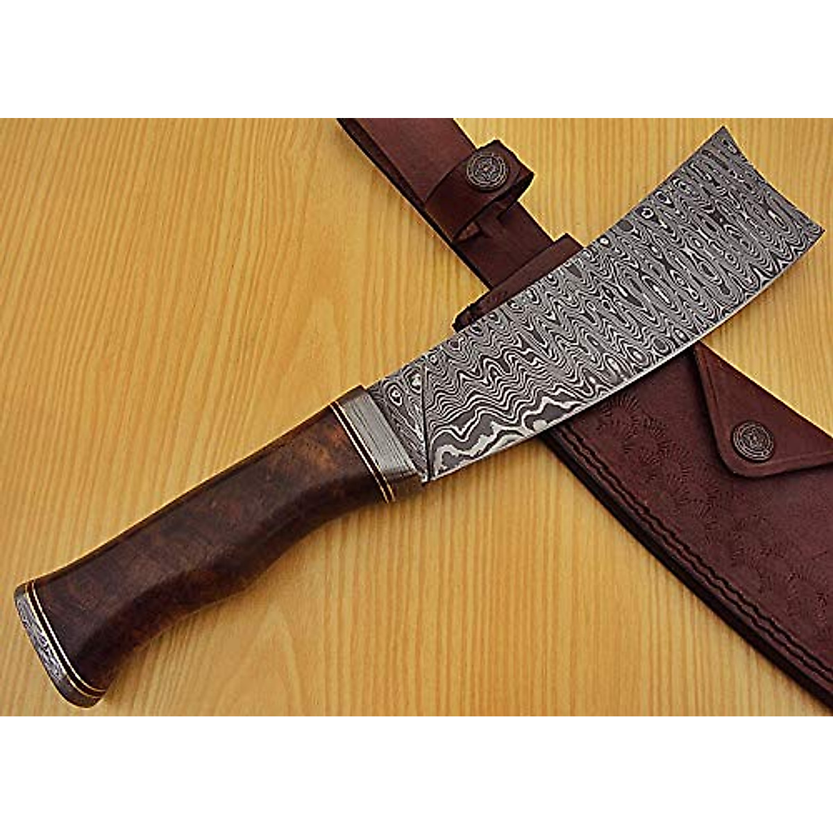 CP-35 Custom Handmade Damascus Steel 12.00 Inches Cleaver style Knife - Beautiful Handle