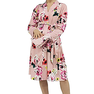 SUFEINI Maternity Robes and Matching Swaddle Blanket Set, Women Mommy Postpartum Robe Hospital Labor and Delivery Gown