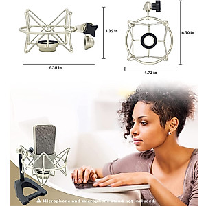 Grneric Metal Microphone Shockmount & Stand for Neumann TLM 103/M147 - Silver