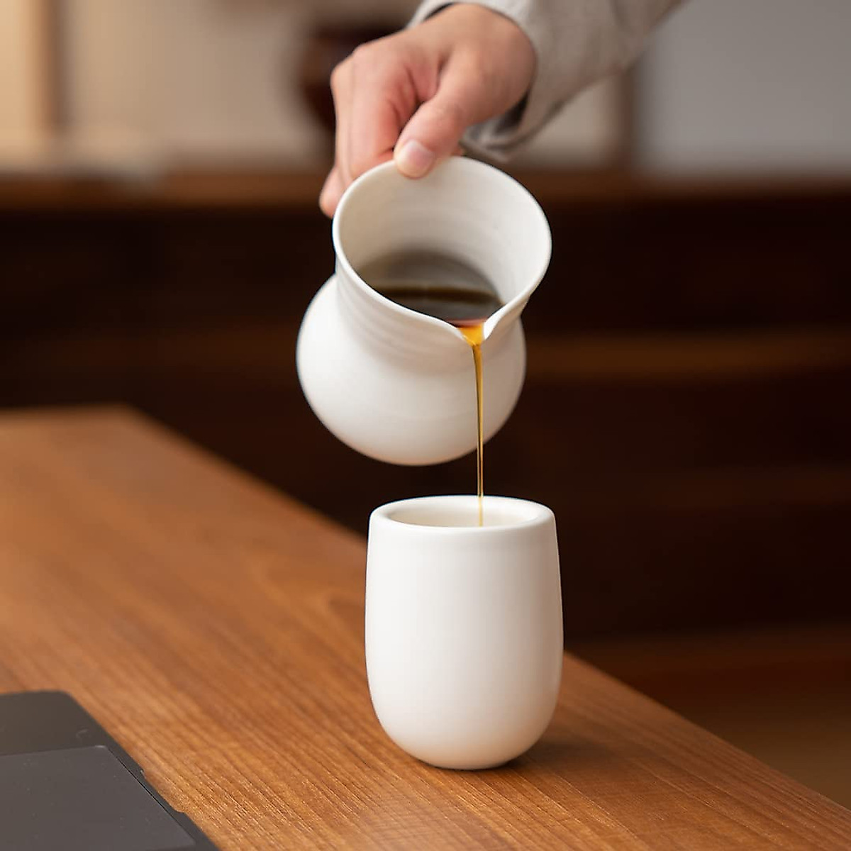 MU MO 7 Ounce Eggshell Porcelain Tea Cup Cappuccino Cups for Coffee Drinks, Latte, Cafe Mocha and Tea, White Ceramic Cups