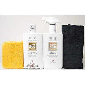 Autoglym Leather Cleaner & Leather Care Balm Combo Care Pack with Free Edgeless Microfiber & Microfiber Applicator