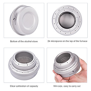 iBasingo Titanium Mini Spirit Stove Cooker Burner with shelf for Outdoor Camping Picnic Backpacking A-Ti2001C