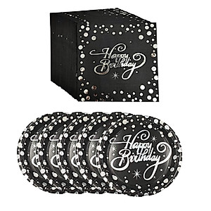 Happy Birthday Plates and Napkins Party Supplies Set for 20 Guests,Birthday Tableware Set for Happy Birthday Table Decorations Supplies Party Dessert Plates Party Napkins