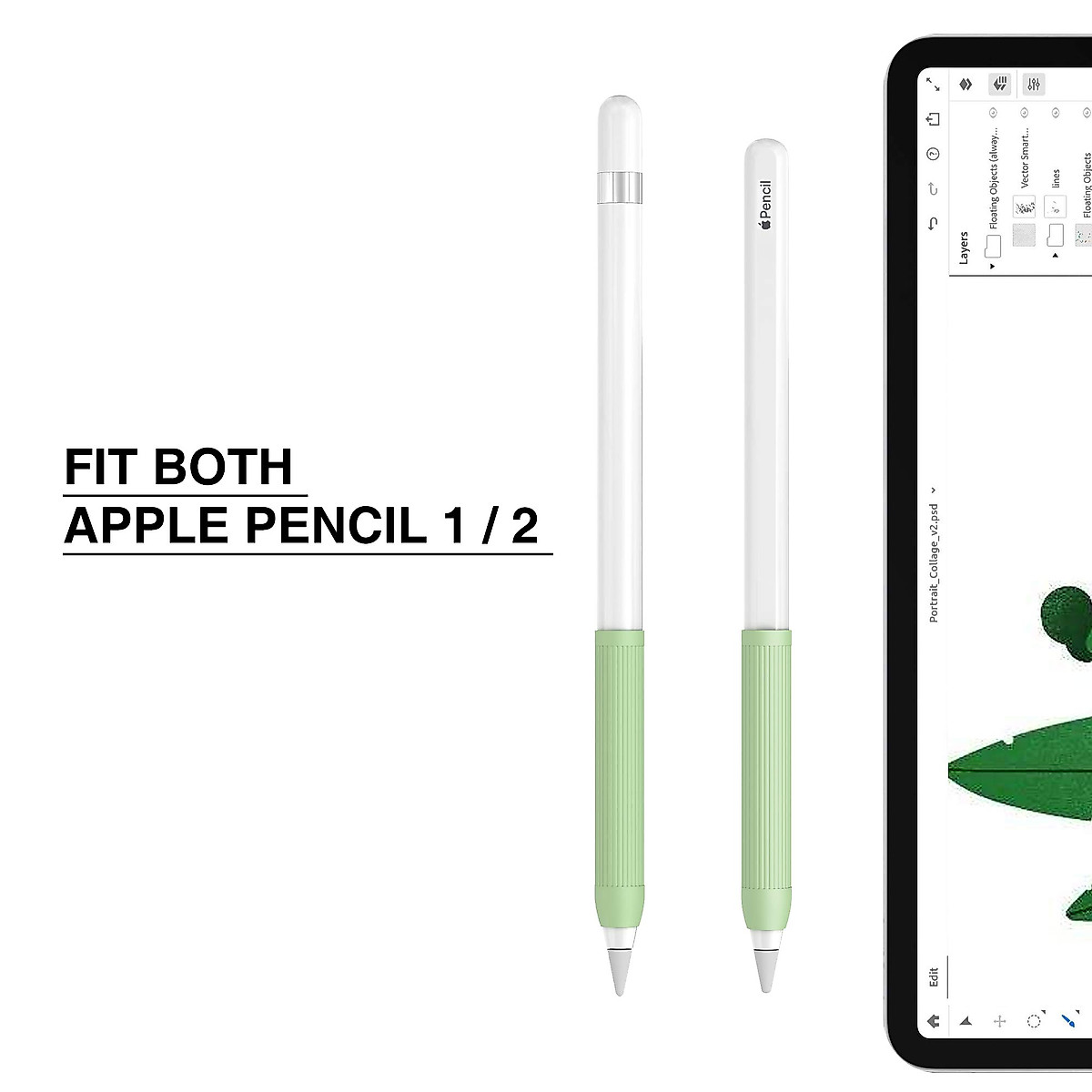 litumfen 5 Pack iPencil Grips Silicone Holder Sleeve Compatible with Apple Pencil 1st and 2nd Generation (Black, Green, Pink, White, Purple)