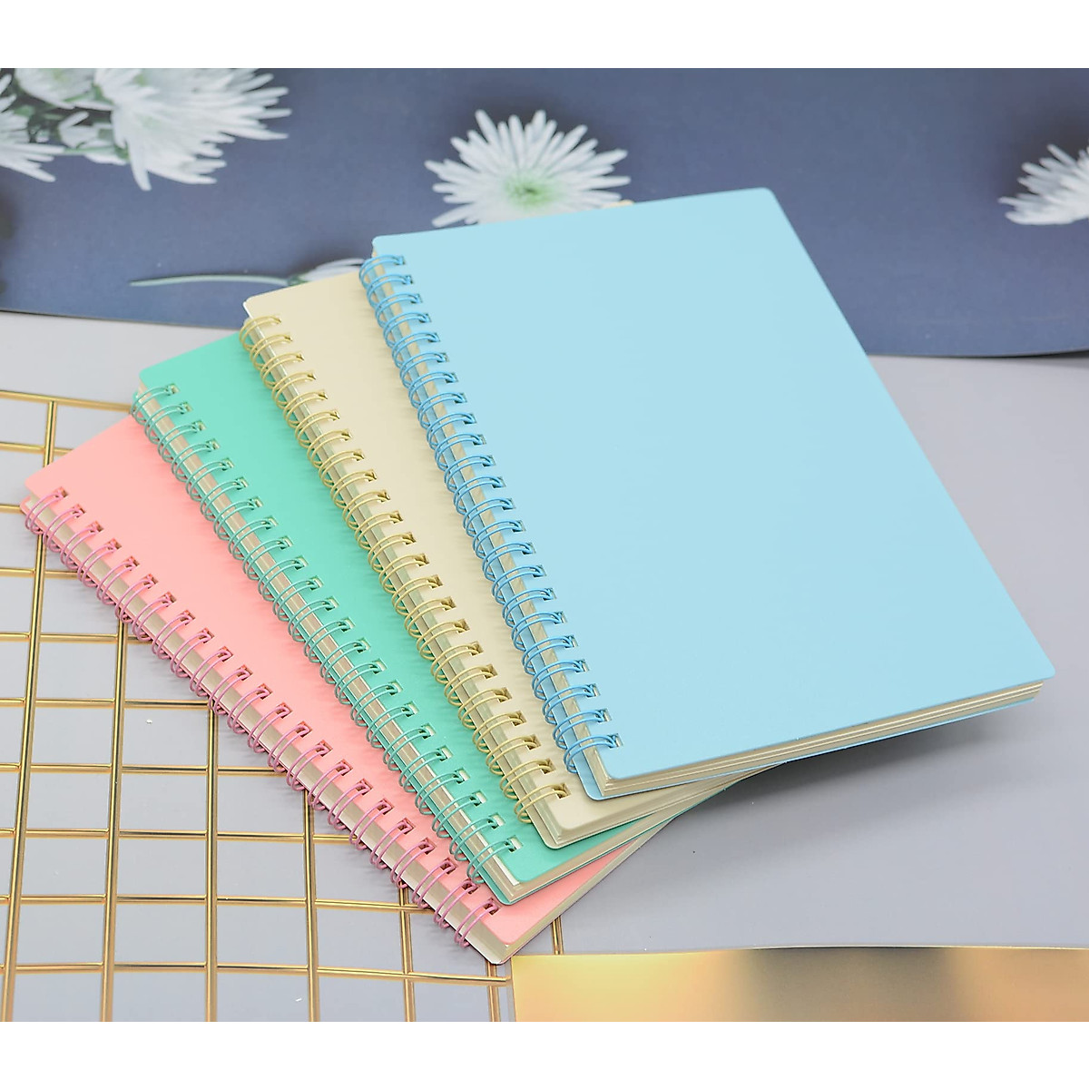 Yansanido Spiral Notebook, 8 Pcs A5 Thick Plastic Hardcover 7mm College Ruled 8 Color 80 Sheets -160 Pages Journals for Study, Work, Travel and Notes (A5, 8 Pcs 8 Color)