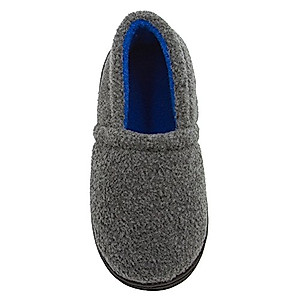 Skysole Boys Fleece Closed Back Slipper with Rugged Outsole Grey/Blue 9/10 US Toddler