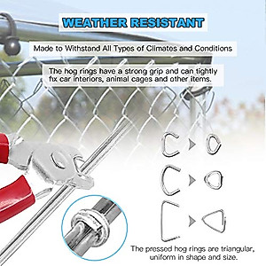 Glarks 362Pcs Hog Ring Pliers with Hog Rings Kit, 360Pcs 1/2'' 3/4'' 3/8'' Steel Hog Rings with Angled Hog Ring Pliers and Anti-Cutting Gloves for Upholstery, Fencing, DIY Craft, Furniture and more