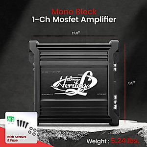 Lanzar B52 Car Audio, Amplifier Monoblock, 1 Channel, 2,000 Watt, 2 Ohm, RCA Input, Bass Boost, Mobile Audio, Amplifier for Car Speakers, Car Electronics, Crossover Network (HTG137) , BLACK,Standard