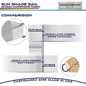 Windscreen4less Terylene Waterproof Sun Shade Sail UV Blocker Triangle Sunshade Patio Canopy Sail 12' x 12' x 12' in Color Light Grey 260GSM