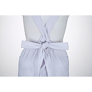 Hyzrz Cute Retro Adjustable Ruffle Aprons with Pockets for Women Girls Vintage Cross Back Pinafore Dress Maid Costume Apron Small to Plus Size (Adjustable, White)