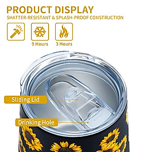 CHIUTUUY Insulated Tumbler with Lid and Straws, 12oz Iced Coffee Mug, Stainless Steel Double Wall Vacuum Cute Tumbler Cups for Wine, Coffee, Beverages