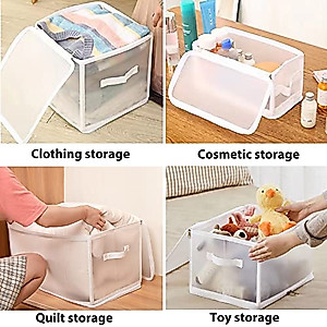 FAOMSEBS Under Bed Storage [Light & No Collapse] Foldable Plastic Storage Box, Healthy & Odorless Material With [Sturdy Handles] Moisture-Proof Bins For Pillow, Coats, Blankets 47L White Translucent