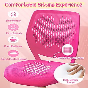 HONEY JOY Kids Desk Chair, Children Study Chair w/Adjustable Height, Low Back, Swivel Rolling Mesh Task Student Chair, Kids Computer Chair for Teens Girls Boys Home/School/Office (Rose)