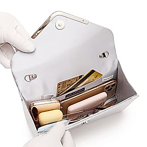 Lam Gallery Rhinestone Evening Clutch Handbag Bling Silver Crystal Bridal Purse Wedding Cocktail Party Bag(Silver)