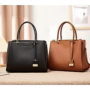 BOSTANTEN Leather Handbags for Women Designer Satchel Purses Top Handle Crossbody Shoulder Bag with Triple Compartment