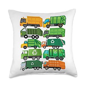 Garbage Truck Recycling Day Trash Waste Separation Birthday Throw Pillow
