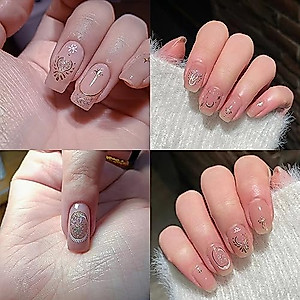 4Sheets 5D Gold Nail Art Stickers Classic Totems Moon Star Butterfly Delicate Nail Art Decal Supplies for Women Salon DIY Acrylic Nails Design (Gold Totems)