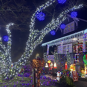 QITONG 2 Pack White Solar Christmas Lights, Each 66ft 200LED Solar String Lights Outdoor Waterproof, 8 Modes White Solar Lights for Outside Tree Yard Garden Christmas Decorations (Cool White)