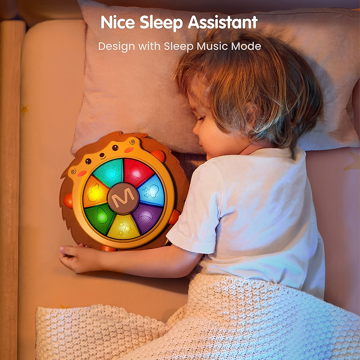 TUMAMA Baby Musical Drum Toy, Light Up Toys Electronic Music Sound Baby Toys Toddler Musical Instruments Light up Game Baby Sleep Soother Toy Christmas Birthday Gifts for Boy Girls Kids 2 3 Years