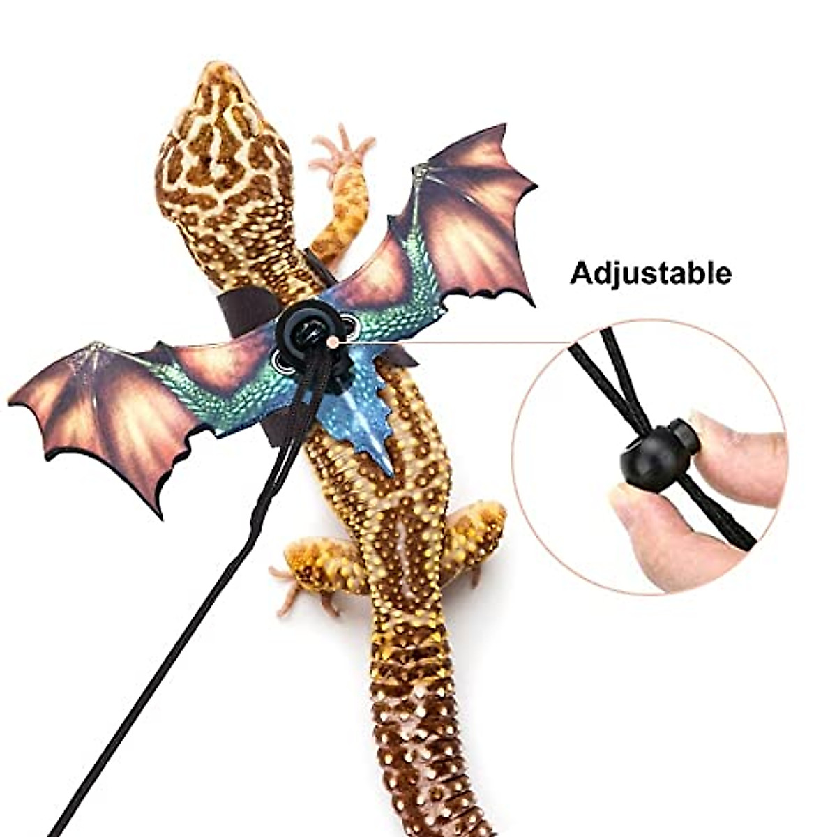 Bearded Dragon Leash, Adjustable Portable Reptile Leash with Cool Wings for Gecko, Bearded Dragon, Chameleon, Iguana, Hamster, Guinea Pig (S+M+L)