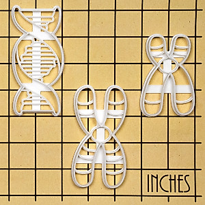 Set of 3 DNA themed cookie cutters (Designs: DNA, Chromosome and Chromosome Y), 3 pieces - Bakerlogy