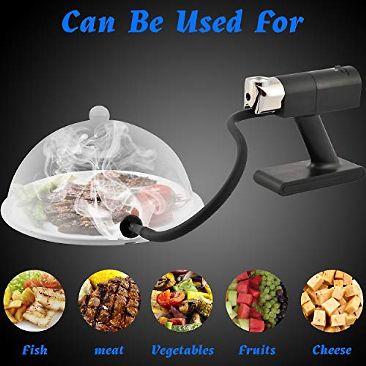 Portable Smoke Infuser Gun with Wood Chips, Hose, Dome and Drinking Lid - Handheld Electric Smoker Machine for Cocktail Drink, Whiskey, Outdoor BBQ, Meat, Pizza and Food Cooking