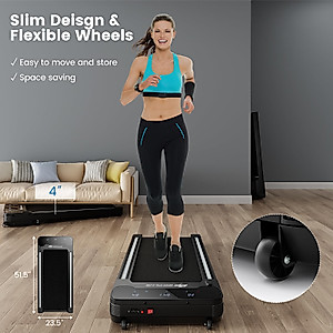 Goplus Under Desk Treadmill, Electric Treadmill Walking Pad with Touchable LED Display and Wireless Remote Control, Built-in 3 Workout Modes and 12 Programs, Running Jogging for Home Office