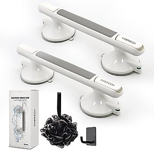 Kasrech Shower Handle (2 Pack),12 Inch Grab Bars with Strong Suction Cup for Bathtubs and Showers,Shower Safety Hand Rail,No Drill Balance Bar for Bathroom,Suitable for Seniors,Elderly,Handicap