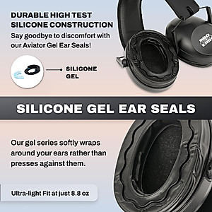 Pro Ears Ultra Gel 25 Noise Reduction Ear Muffs, 25 NRR, Lightweight & Slim w/Aviator Gel Ear Seals for Ultimate Comfort, Ideal for Shooting Ranges, Construction, and Loud Events, 8.8 oz, Made in USA