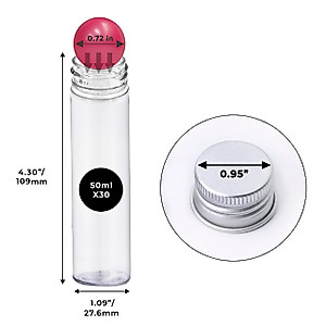 Berenti 30 PCS Plastic Test Tubes with Caps (50 ml) - 1.09×4.30 Inches/28×109 mm Gumball Tubes as Storage Containers for Candy, Beads, Powder – Clear Test Tube for Sample Testing, Home & Party Décor