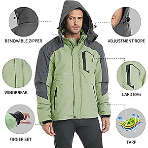 Dr.Cyril Men's Waterproof Ski Jacket Warm Winter Snow Coat Hooded Windproof Raincoat (M, Army Green)