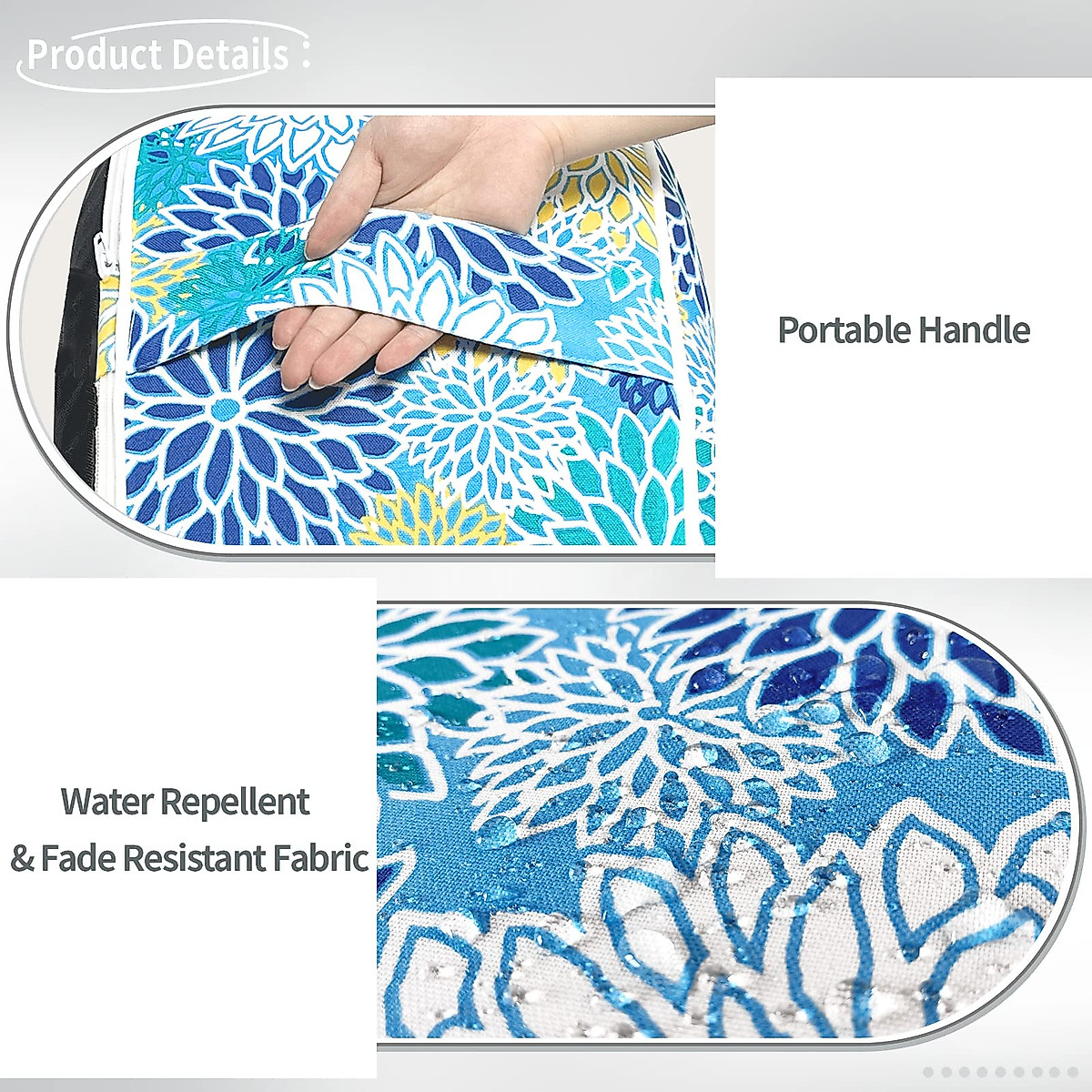 TWLEAR Indoor/Outdoor Inflatable Ottoman D21 x H9 inch, Round Footstool Inflatable Foot Rest Ottoman with Handle, Portable Ottoman Pouf for Patio, Garden, Camping, Home, Dahlia Blue