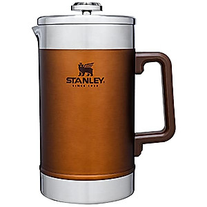 Stanley French Press 48oz with Double Vacuum Insulation, Stainless Steel Wide Mouth Coffee Press, Large Capacity, Ergonomic Handle, Dishwasher Safe, Maple
