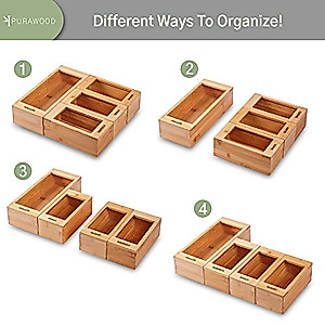 Purawood Ziplock Bag Storage Organizer - Natural Bamboo Organizer to Declutter Your Kitchen – Easy & Efficient Ziplock Bag Organizer - Plastic Bag Holder Compatible with all Brands (4-Pack)