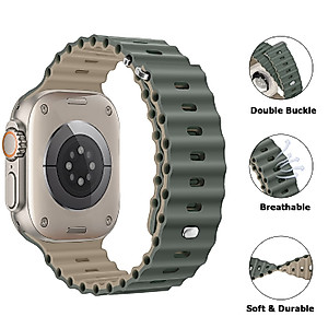 Anlinser Bands Compatible with Apple Watch Band 49mm 45mm 44mm 42mm, Adjustable Sport Loop Designed for Apple Watch Ultra 2/Ultra SE Series 9 8 7 6 5 4 3 (Gray Green/Khaki)