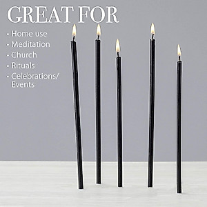 Danilovo Pure Beeswax Candles - No-Drip, Smoke-Less, Tall, Thin Taper Candles – Decorative Candles for Church Prayer, Decor or Birthday Candles – Honey Scented Candles – 6.3”x0.2” (Black,100pcs)