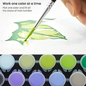 ARTEZA Paint by Number for Adults, 12x16 Inches, 21 Pieces, Hydrangea Flowers Paint by Numbers Kit, 1 Canvas Panel, 12 Acrylic Paint Pots, 5 Paintbrushes, Art Supplies for Home & Office Decor