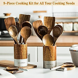 Cooking Utensils Set of 9 - Complete Kitchen Utensils for Cooking with Storage Box & Spoon Holder - Durable and Nonstick Cookware-Cooking Tools (9PCS-White)